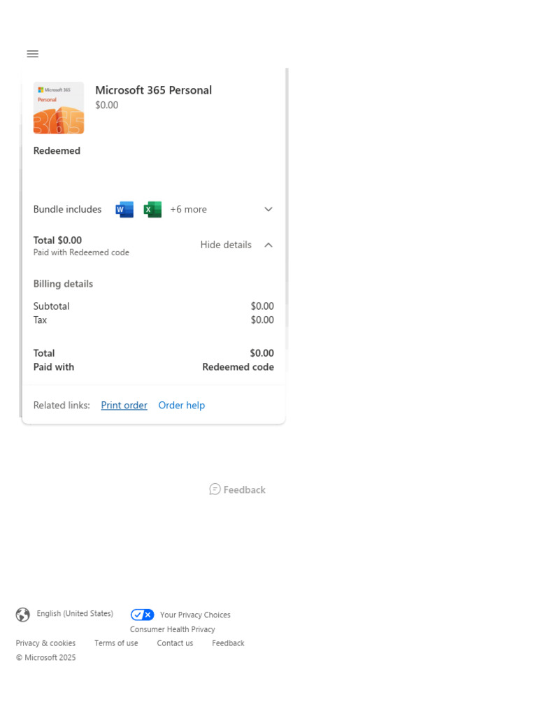 Microsoft Account - Order History | PDF
