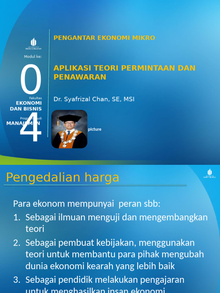 Modul 04 Aplikasi Teori Permintaan Dan Penawaran | PDF