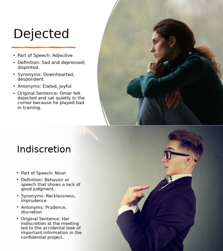 Vocabulary: Dejected & Indiscretion | PDF