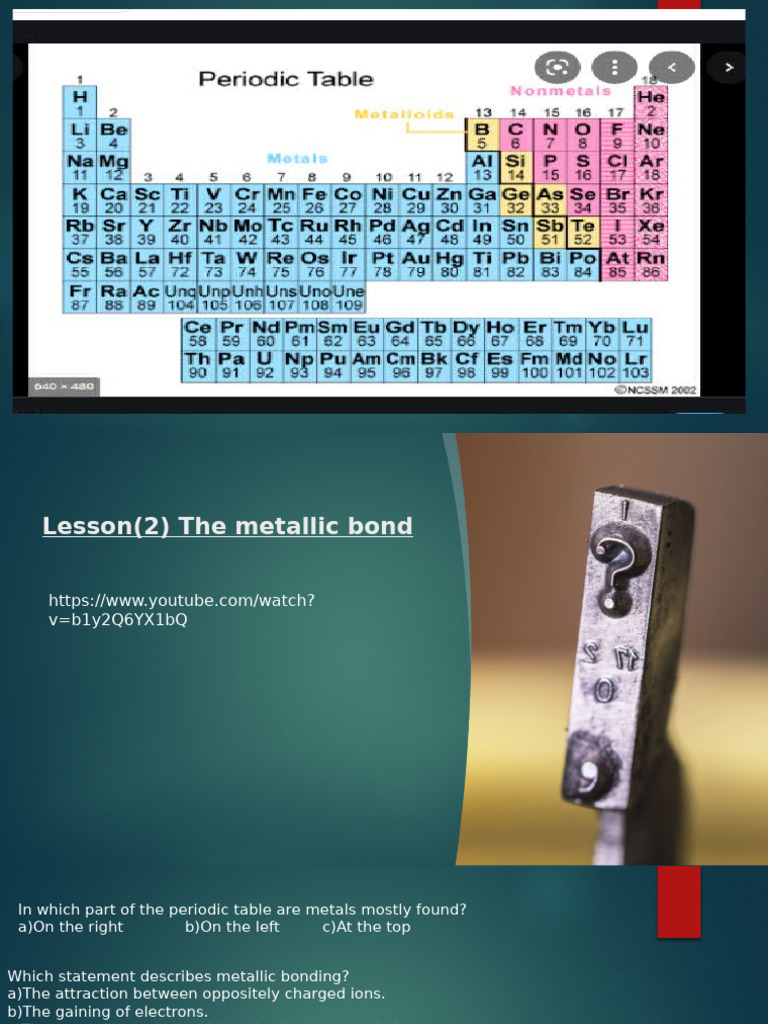 Lesson2, Metallic Bonds | PDF | Ion | Chemical Bond