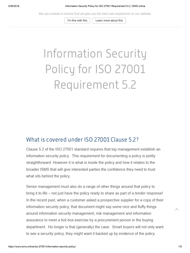 Information Security Policy for ISO 27001 Requirement 5.2 _ ISMS.online | PDF | Information ...