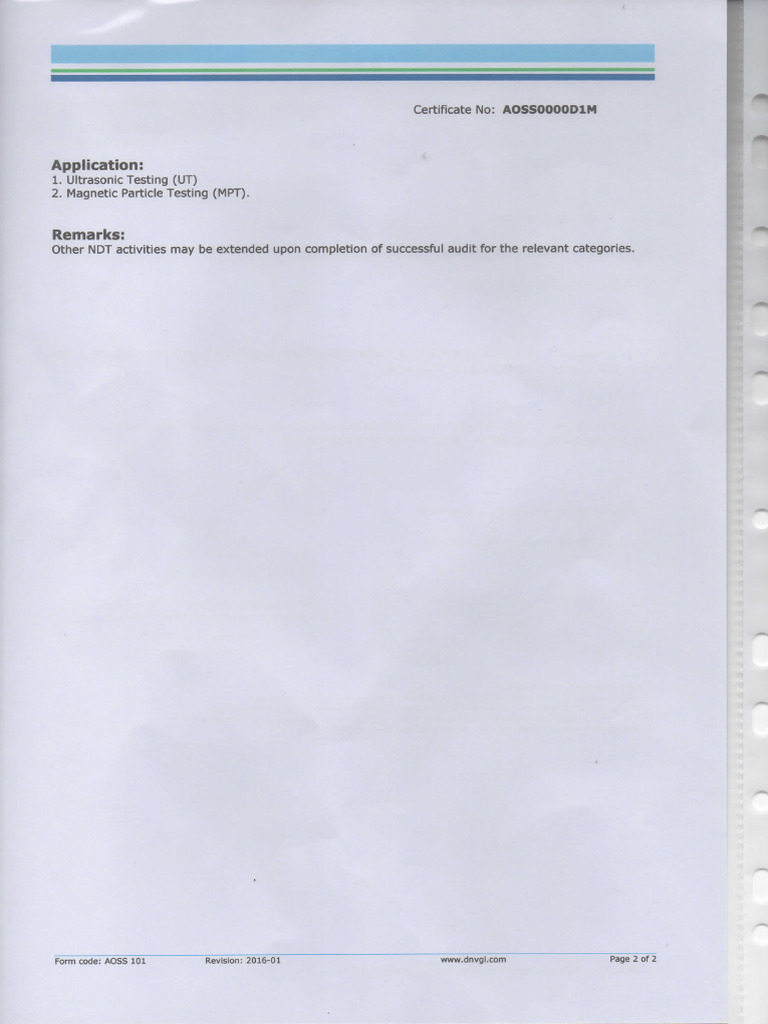 Certificate of DNV - GL No A0SS0000D1M | PDF