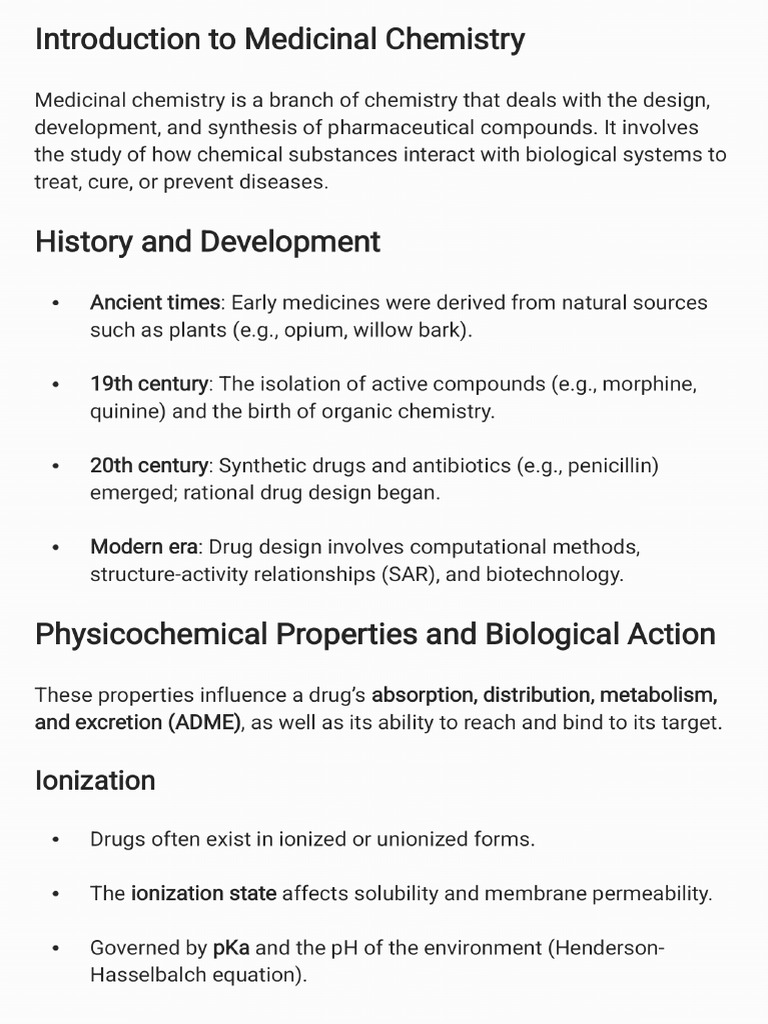 UNIT 2 Introduction to Medicinal Chemistry | PDF