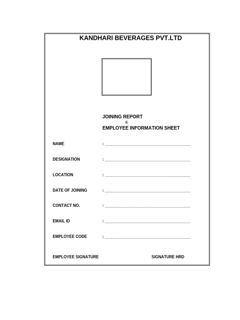 Employee Joining Report Template | PDF