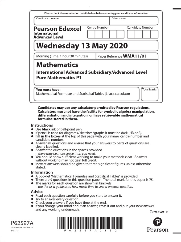 Edexcel P1 合集 | PDF | Mathematics | Area