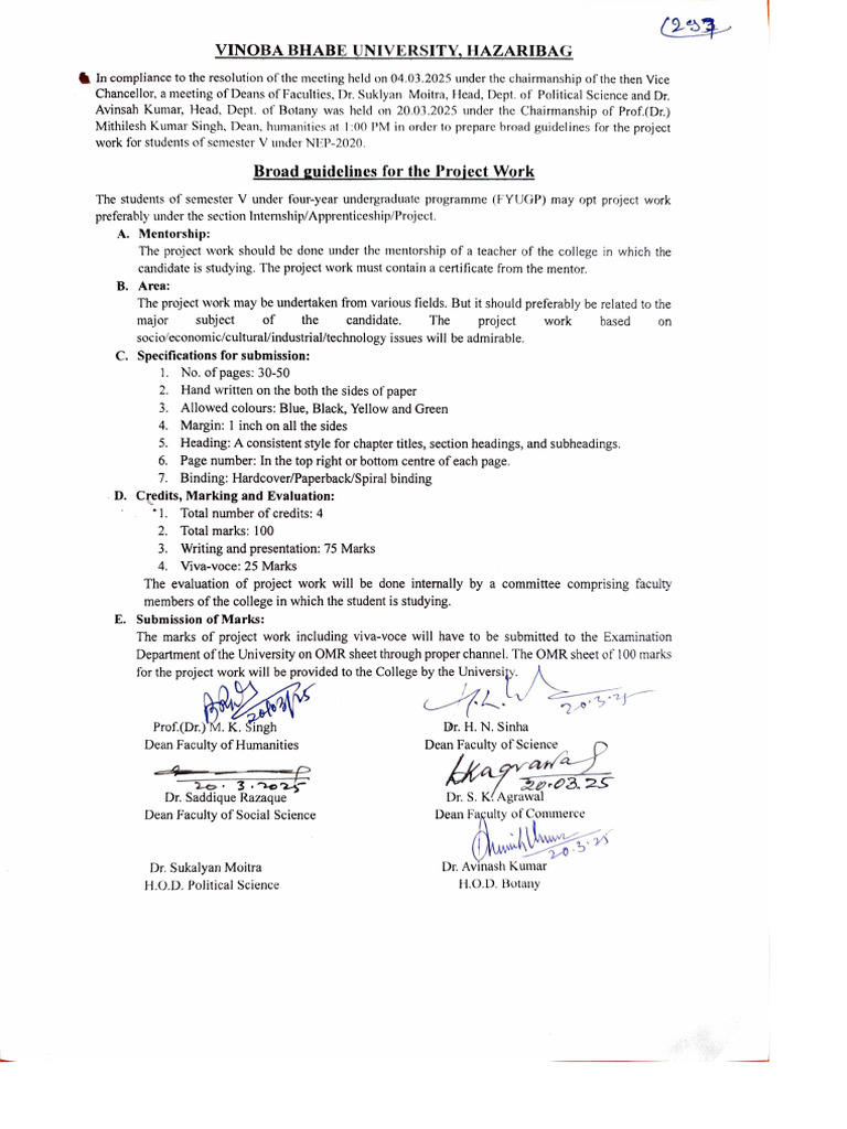 Guidelines For The Project Work in The IAP Paper For Semester-V Under ...