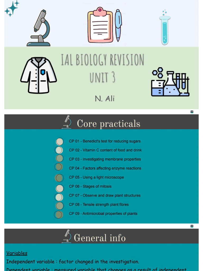 IAL Biology Unit 3 Revision by N. Ali | PDF