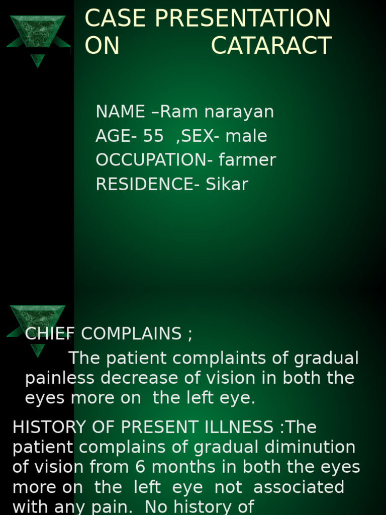 Cataract - Case Presentation | PDF | Anesthesia | Cataract