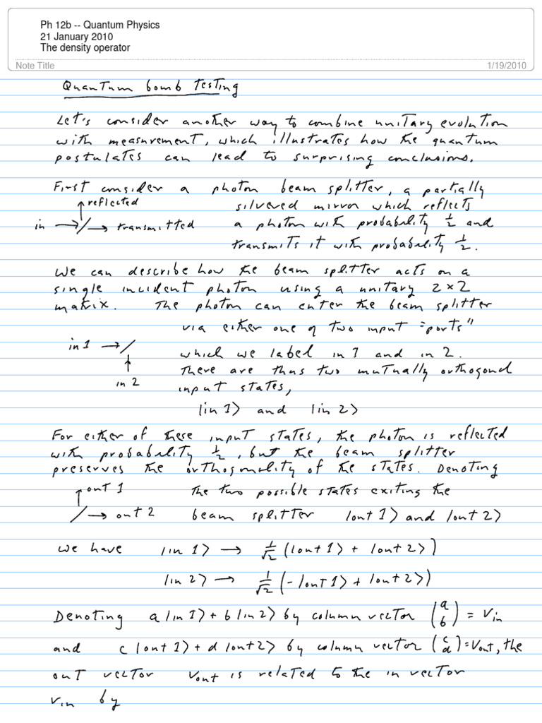 Preskill Handwritten Notes | PDF | Quantum Mechanics | Scientific Theories