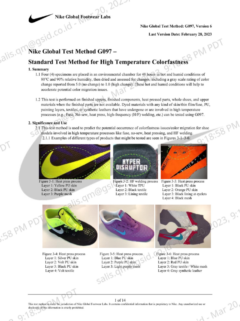 NIKE G097 - High Temperature Colorfastness | PDF