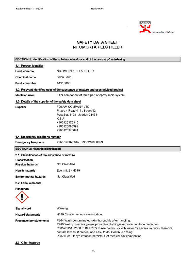 NITOMORTAR ELS - Submittal-15-20 | PDF | Dangerous Goods | Personal ...