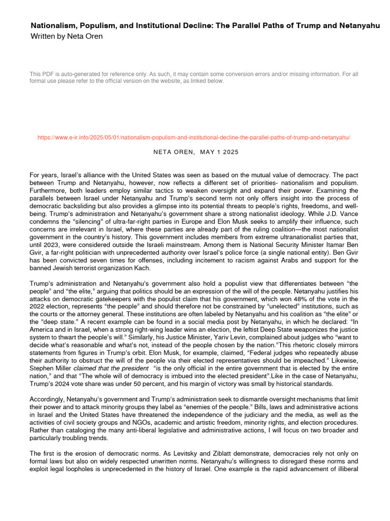 Nationalism Populism and Institutional Decline The Parallel Paths of ...