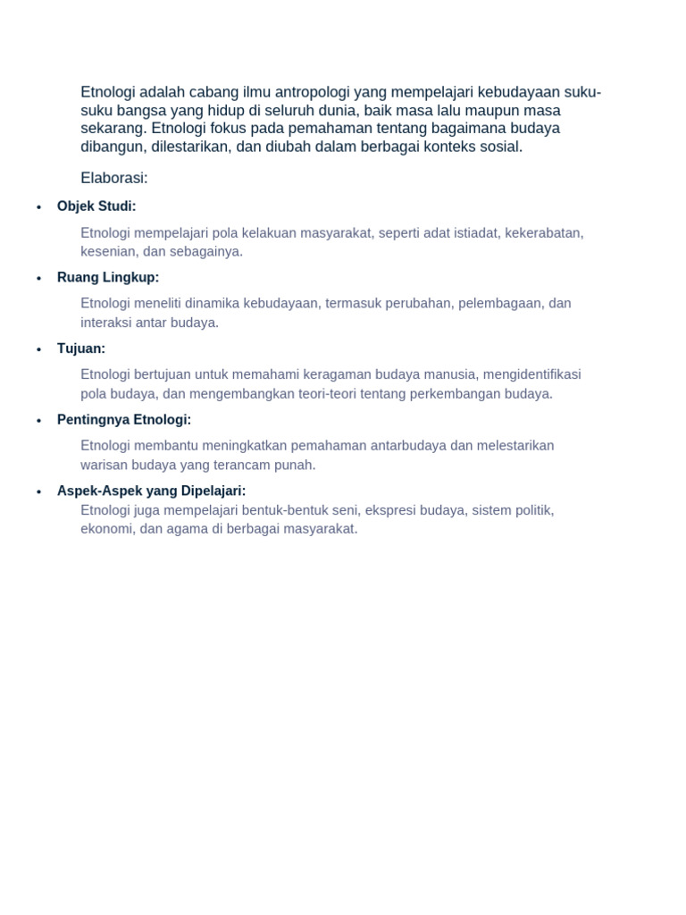Etnologi: Memahami Keragaman Budaya | PDF