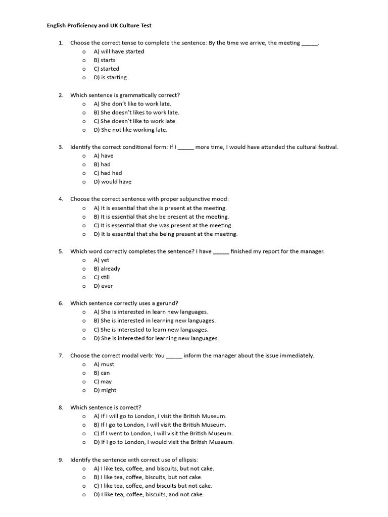 001 - Sample Questions - English Test - RS | PDF | Linguistics