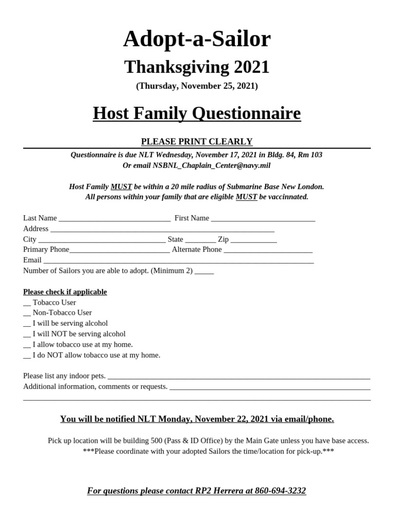 Host Family Application | PDF