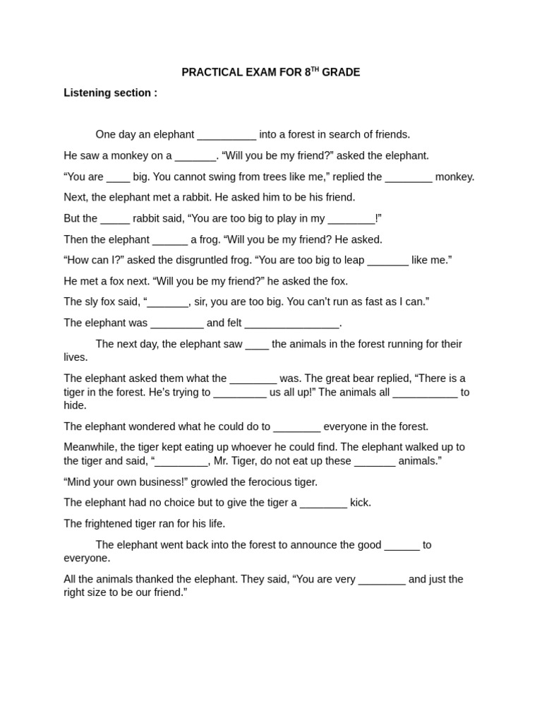 Practical Exam For 8TH Grade | PDF