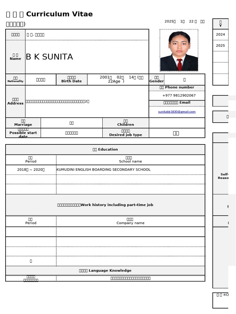 Sunita BK CV | PDF