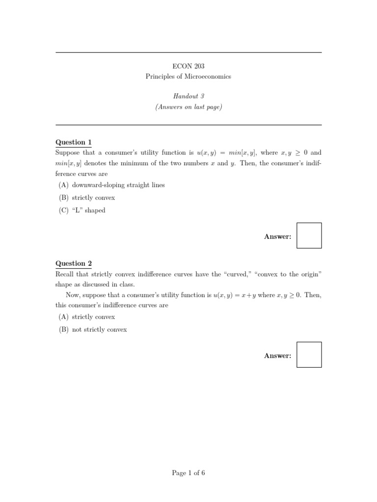 Consumer Theory Practice Questions | PDF | Utility | Economics