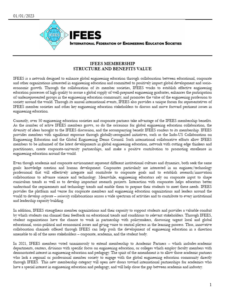 IFEES Membership Benefits | PDF | Collaboration | Engineering