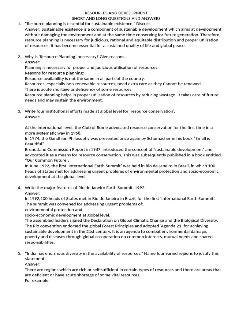 Resources and Development Ch1 Class 10 | PDF | Soil | Erosion