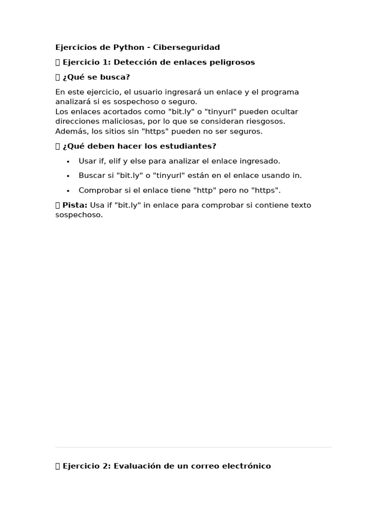 Ejercicios de Python 2 | PDF | Contraseña | Protocolos de internet
