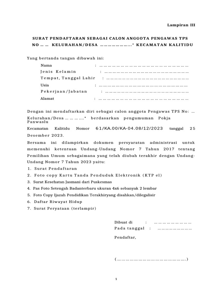 Form Surat Pendaftaran-1 | PDF