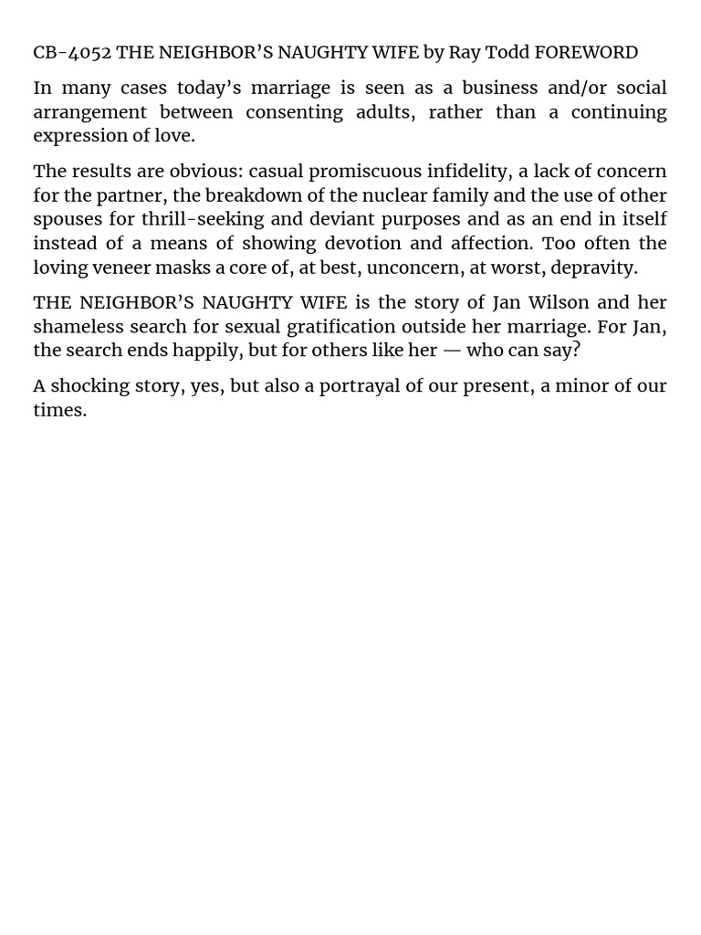 CB-4052 THE NEIGHBOR'S NAUGHTY WIFE by Ray Todd | PDF