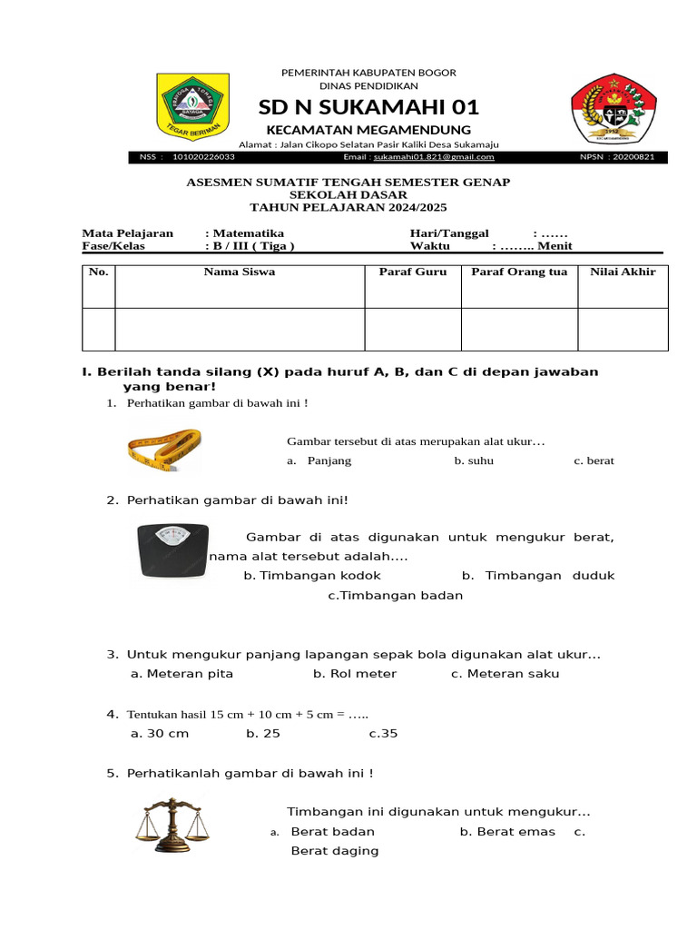 Soal STS MTK Eneng | PDF