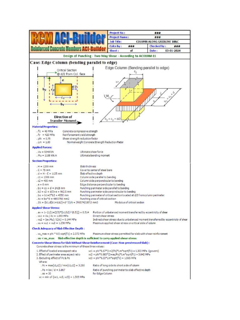 Punching Shear Check of Column Edges | PDF