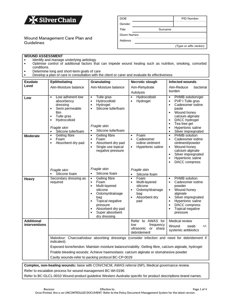 Wound Management Care Plan and Guidelines | PDF | Medical Specialties