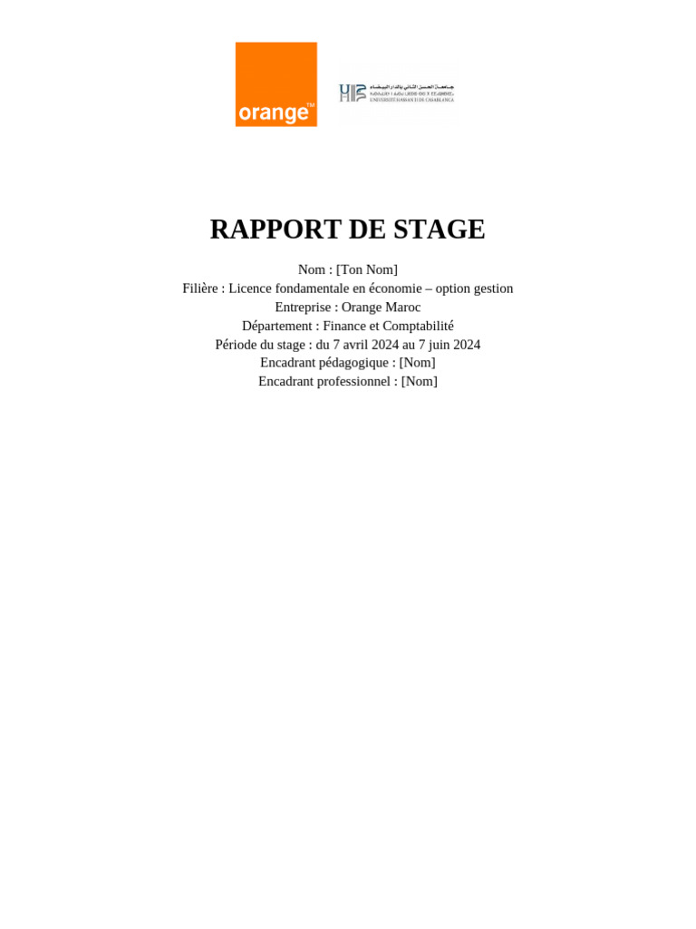 Rapport Stage OrangeMaroc 40p Rédigé | PDF | Progiciel de gestion ...