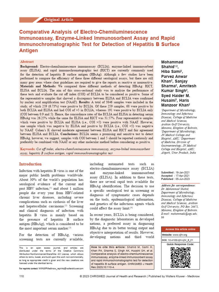 ECLIA Method for Hepatitis B Detection | PDF | Elisa | Immunoassay