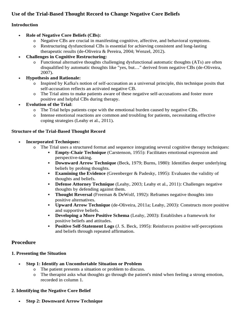Trial-Based Thought Record for CBT | PDF | Thought | Psychotherapy