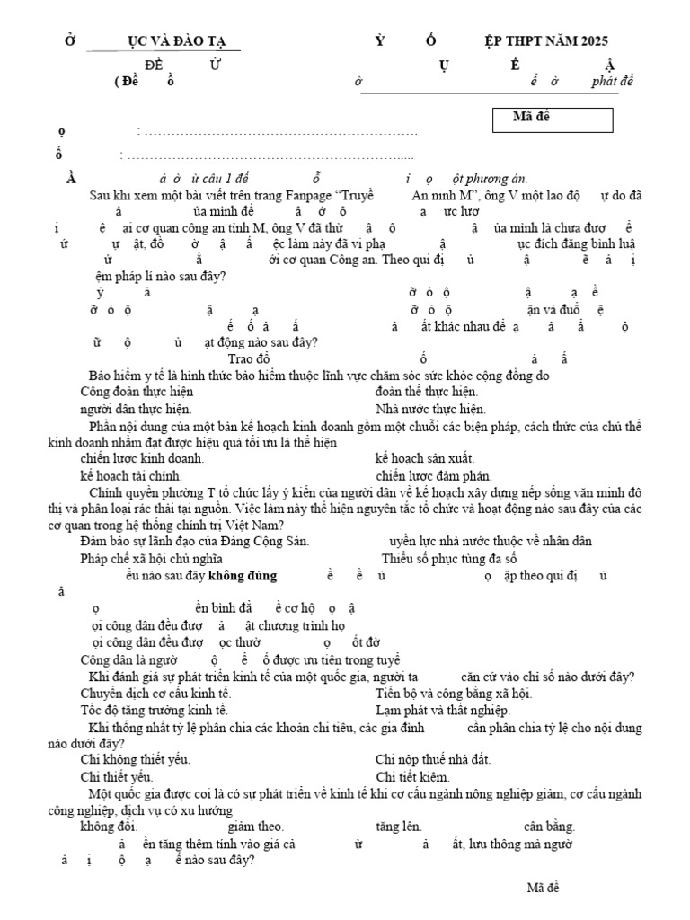 GDKT&PL mã đề 303 | PDF