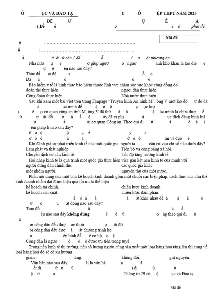 GDKT&PL mã đề 305 | PDF