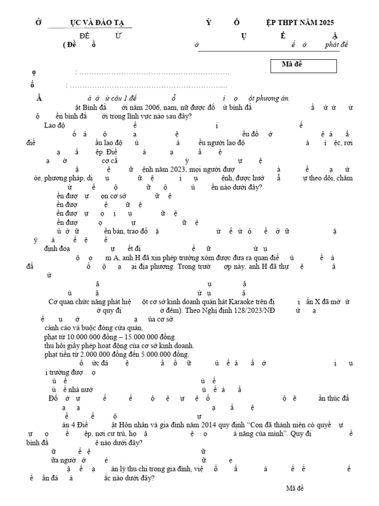 GDKT&PL mã đề 306 | PDF