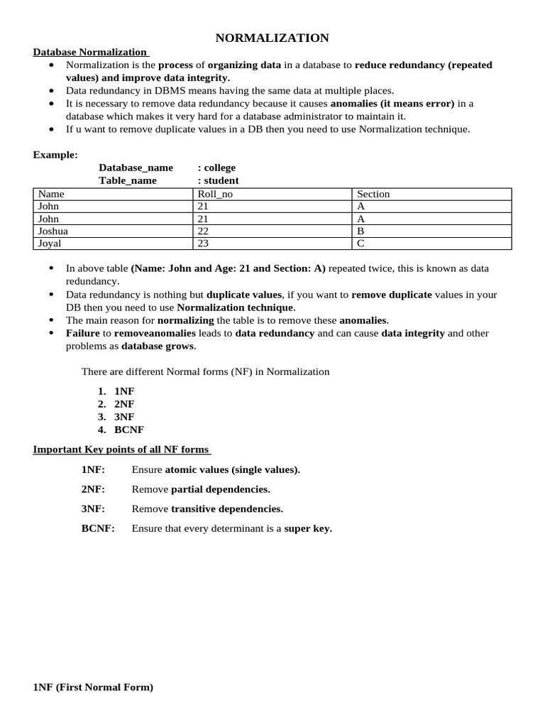 U3T7 - Normalization To BCNF | PDF | Information Technology Management | Data