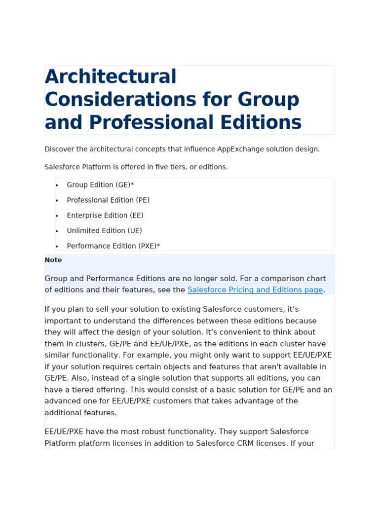 Architectural Considerations For Group and Professional Editions | PDF | Computing | Software