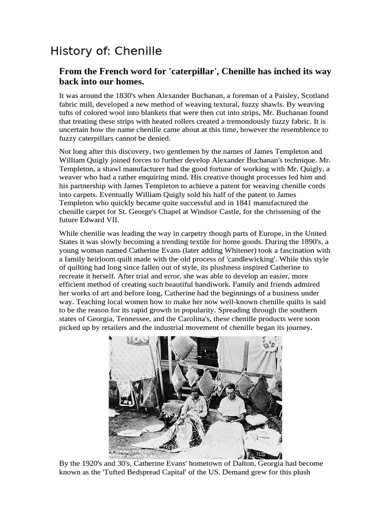 Catherine Evans Whitener's Chenille Legacy | PDF | Textiles | Textile Arts