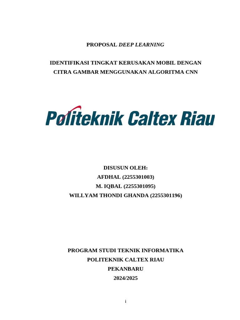 Proposal Deep Learning - Kel 3 | PDF