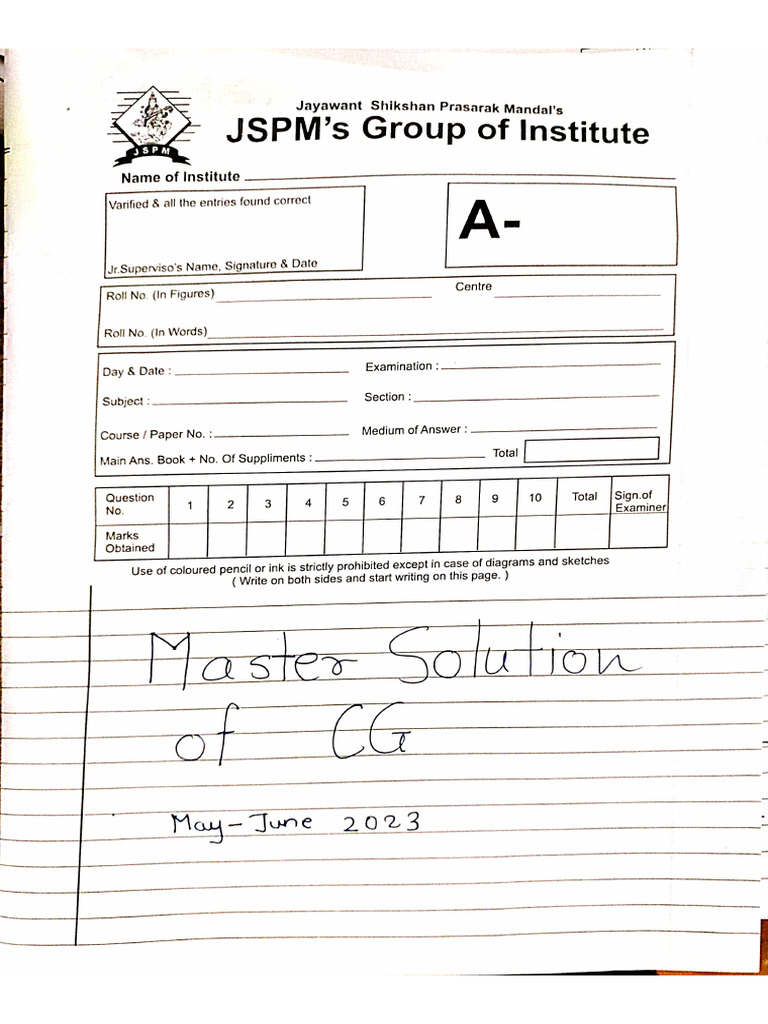CG Unit 3 Master Solution | PDF
