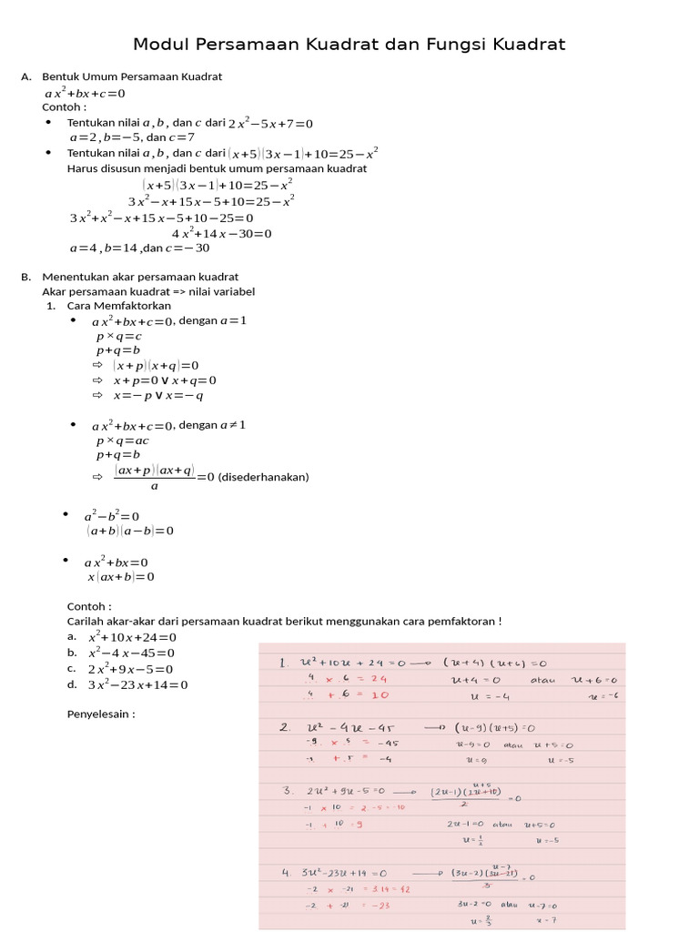 Persamaan Dan Fungsi Kuadrat | PDF