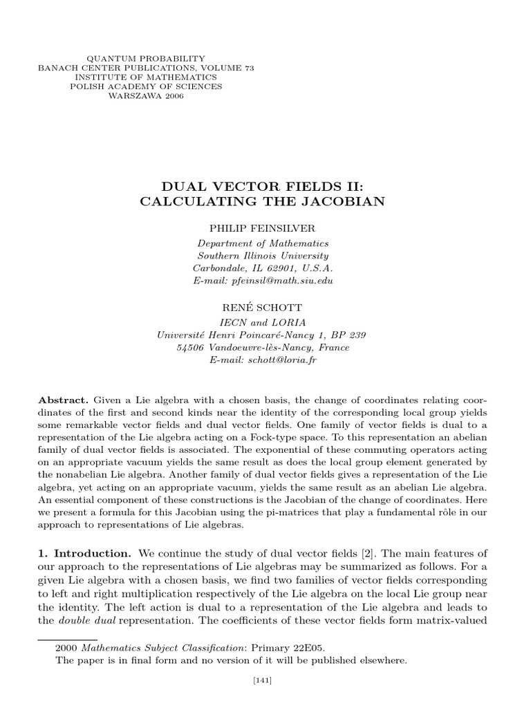 Dual Vector Fields II Calculating The Ja | PDF | Field (Mathematics ...