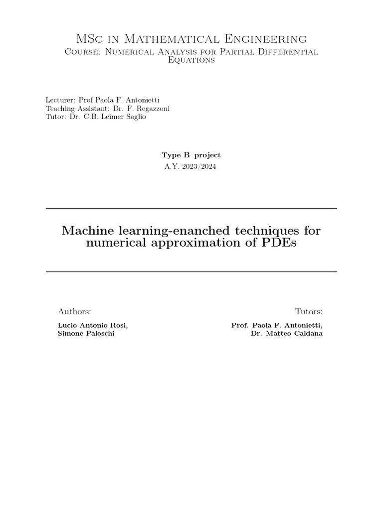 Machine learning techniques for PDEs | PDF | Machine Learning | Applied Mathematics