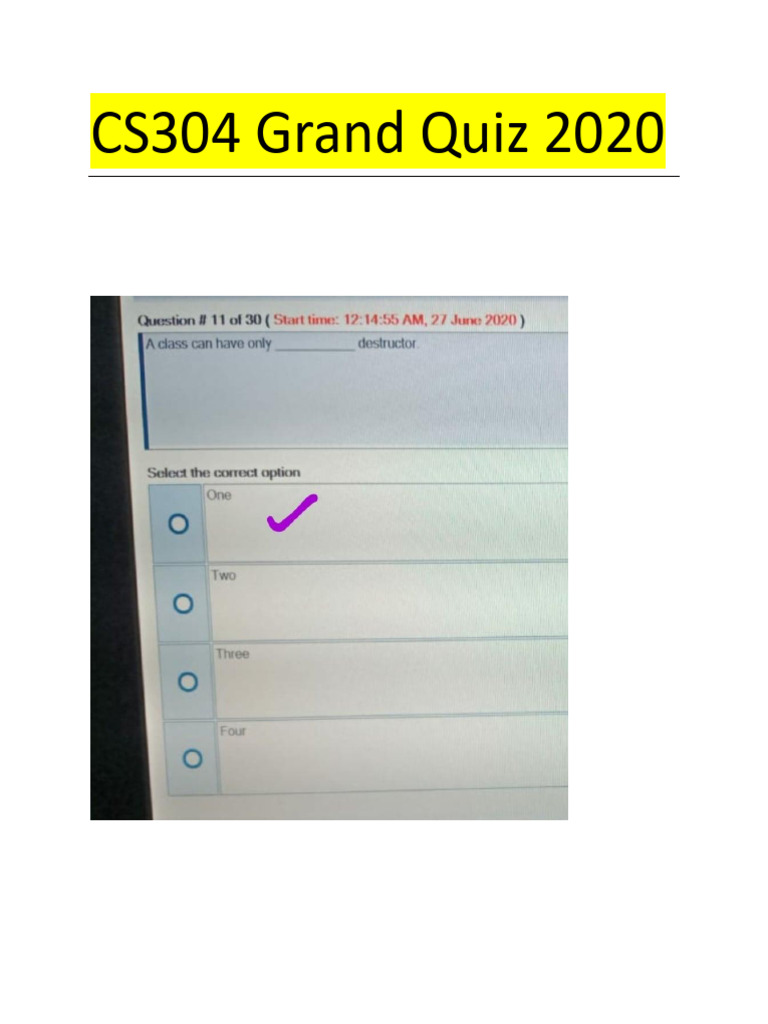 CS304 Mid Quiz | PDF
