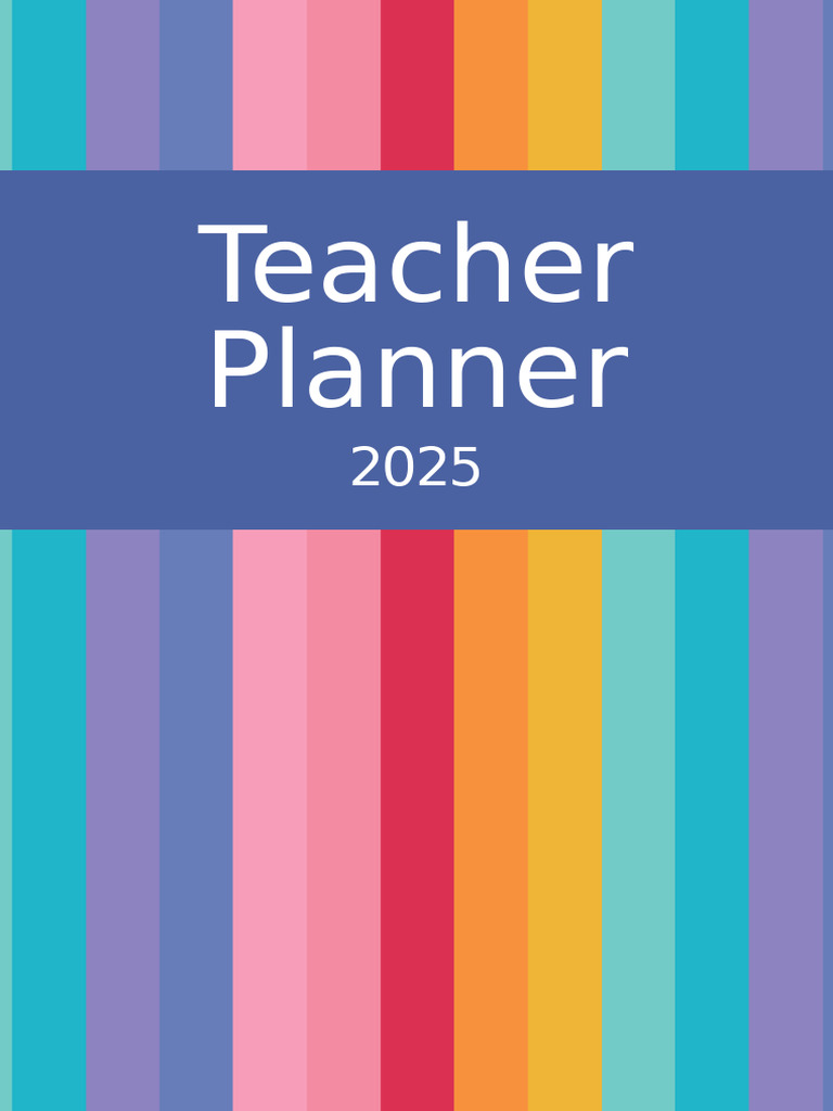 Teacher Planner 2025 in Pastel Colours Lines Pattern Style - 20250407 ...