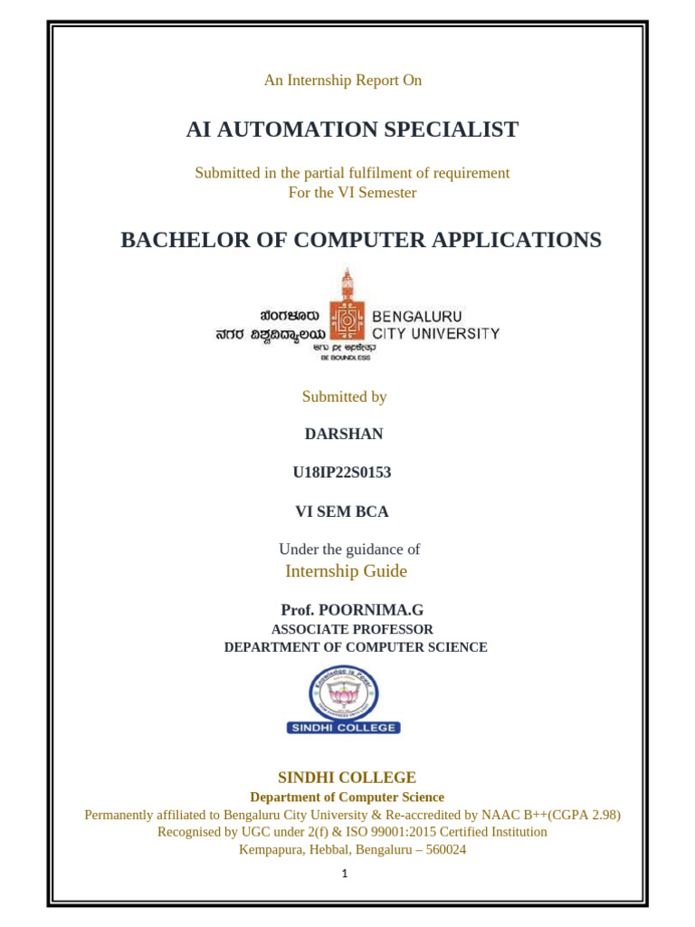 AI Automation Specialist Internship Report | PDF | Higher Education ...