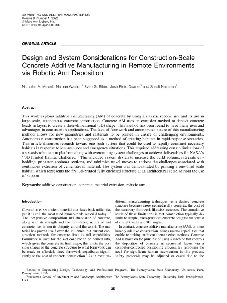 DFAM 6 Axis Robot in Construction | PDF | Concrete | Cement