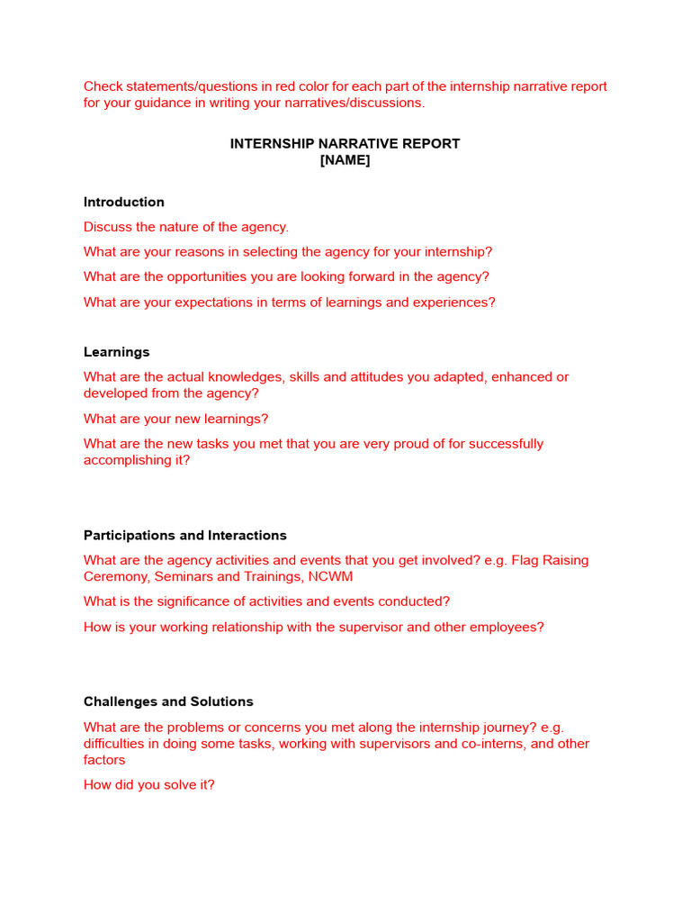 GUIDE 2 - Internship Narrative Report | PDF | Internship | Job Hunting