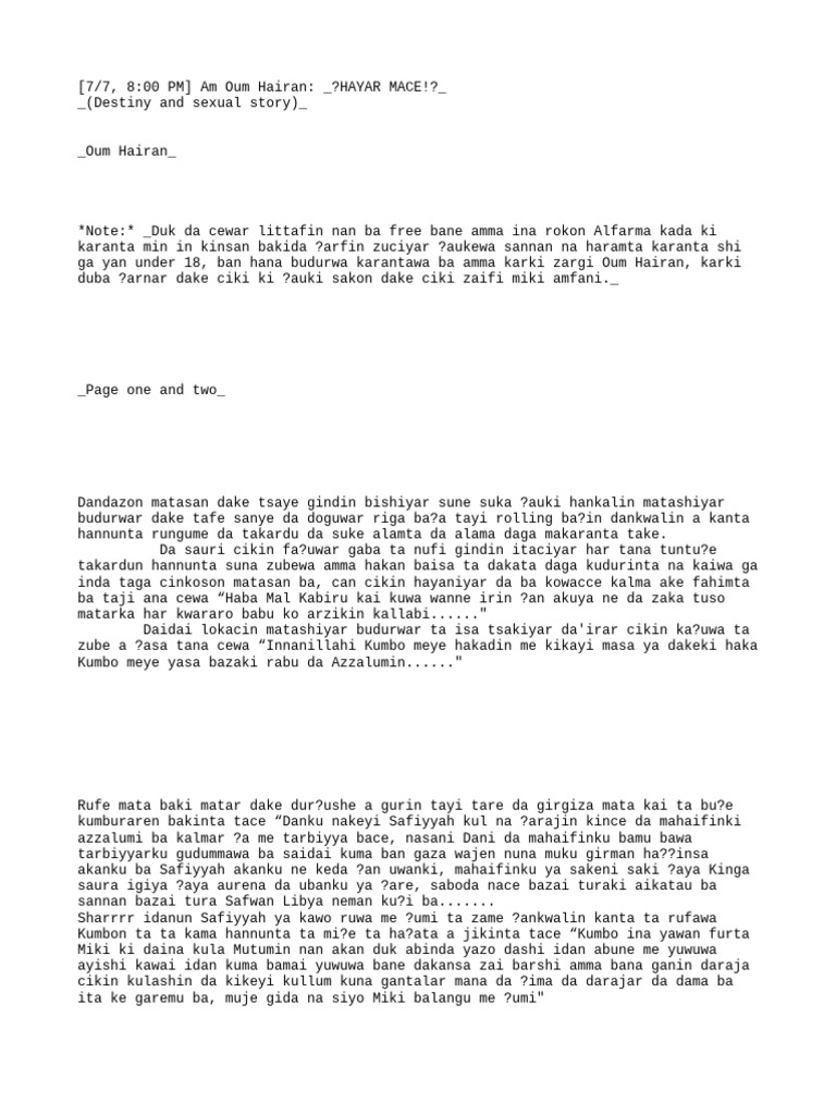 Hayar Mace! Book Complete by Oum Hairan - TXT by Abooks - Com.ng | PDF